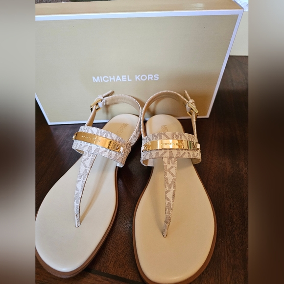 Michael Kors | Shoes | Michael Kors Logo Sandals Size 7 New In Box ...